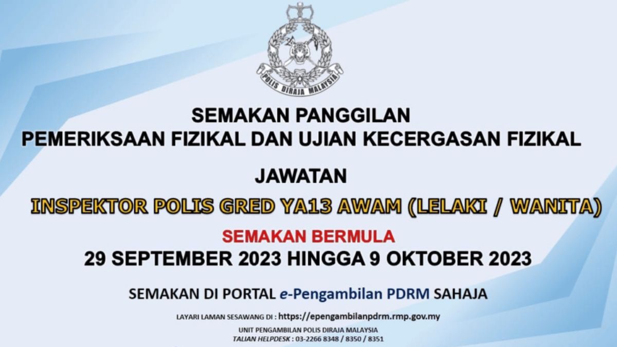 ePengambilan PDRM: Semakan Status Panggilan Dibuka Hingga 9 Oktober 2023