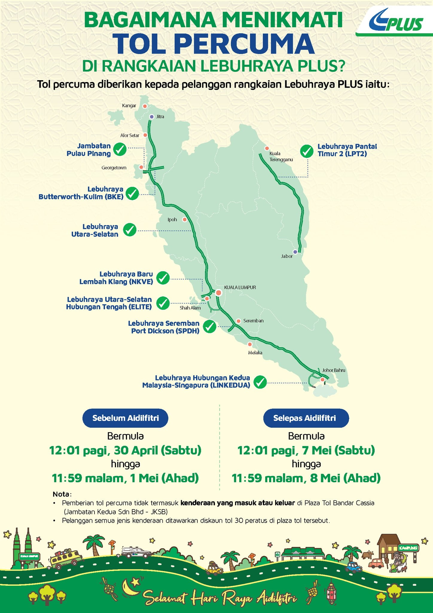 Cara Dapat Tol Percuma Sempena Hari Raya, Tarikh & Senarai Laluan
