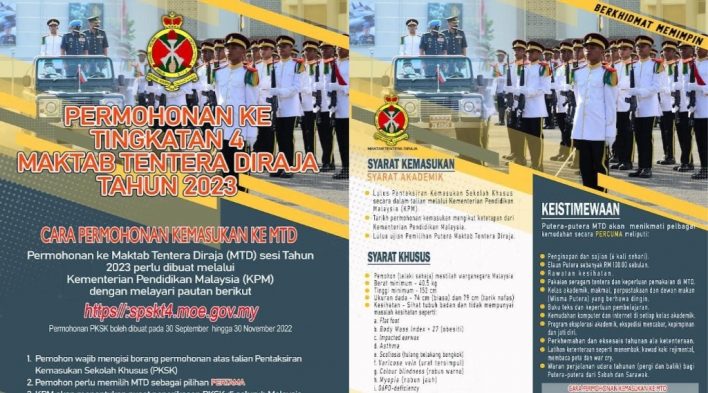 Permohonan Maktab Tentera Diraja (MTD) 2023