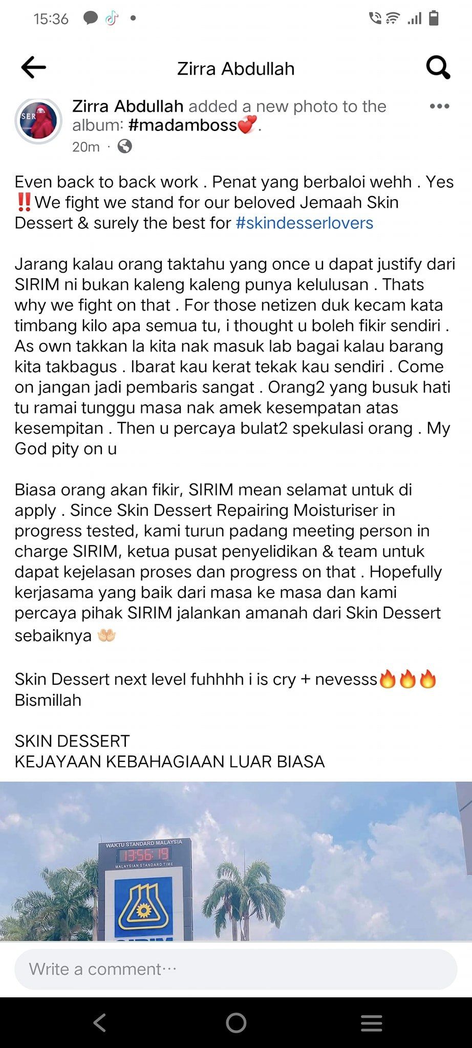 Terjah FB Founder, SIRIM Nafi Jalankan Ujian Terhadap Produk 'Skin Dessert'