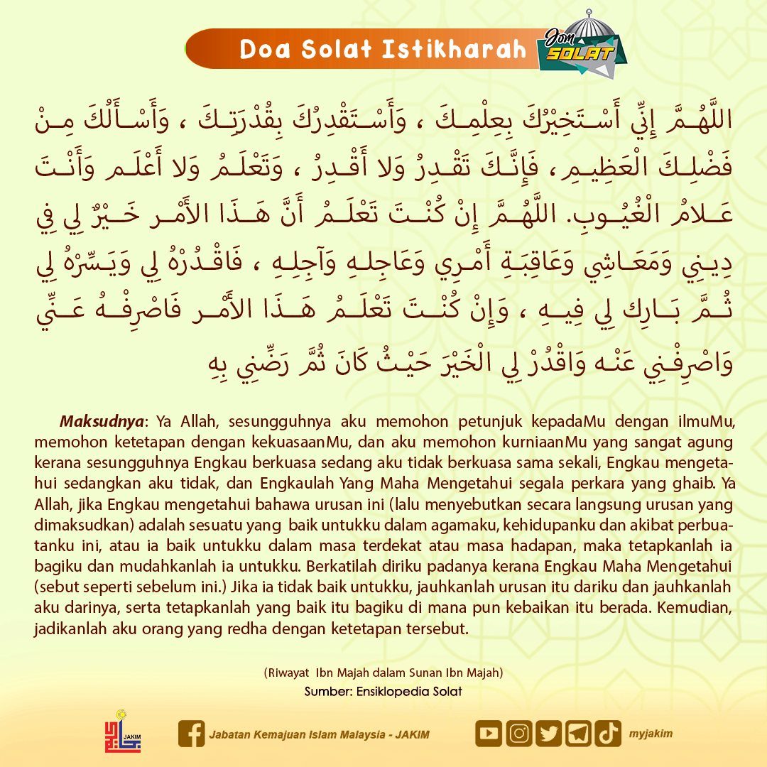 Solat Istikharah: Niat, Cara Solat & Doa Istikharah